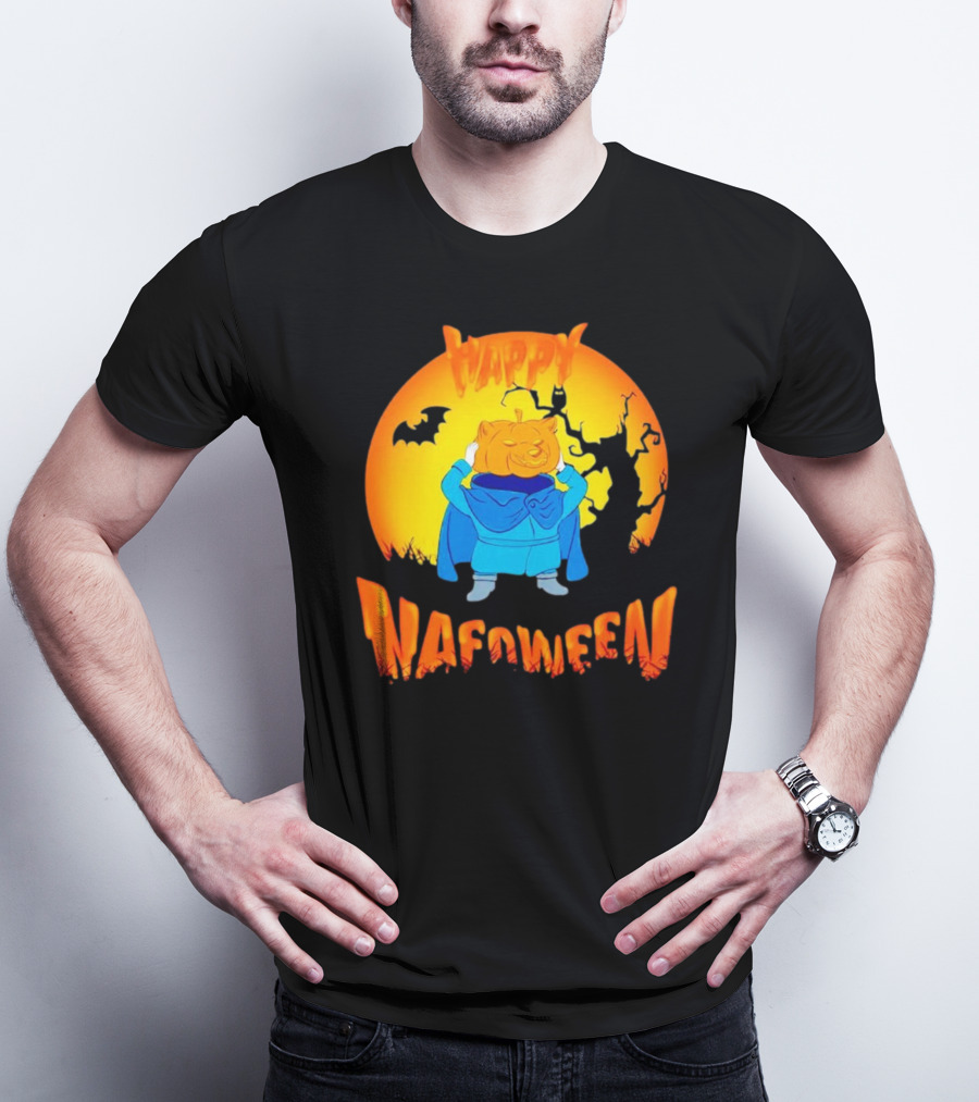 Happy NAFOween Pumpkin Rider With Spooky Moon And Bat T-Shirt