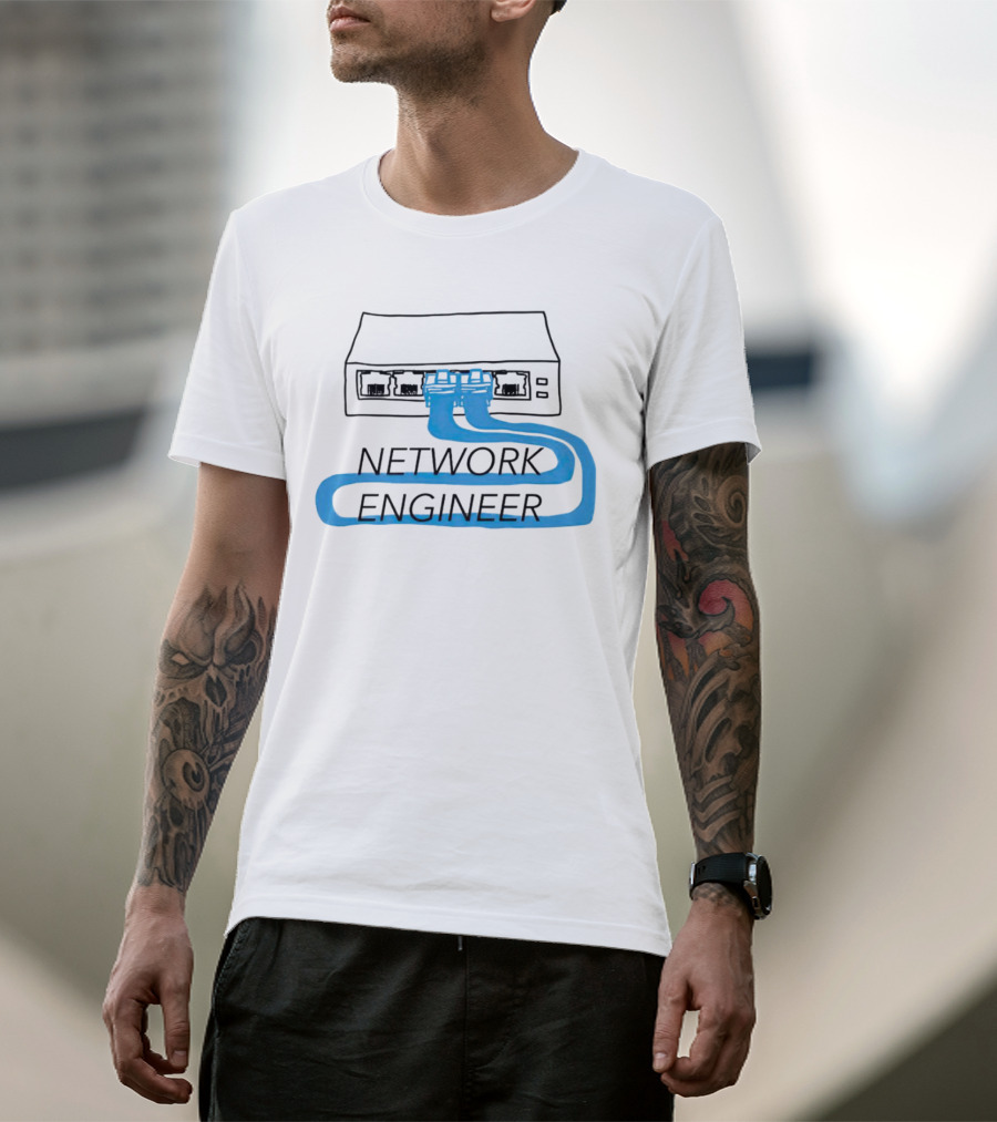 Network Engineer Ethernet Cable Switch Sketch T-Shirt