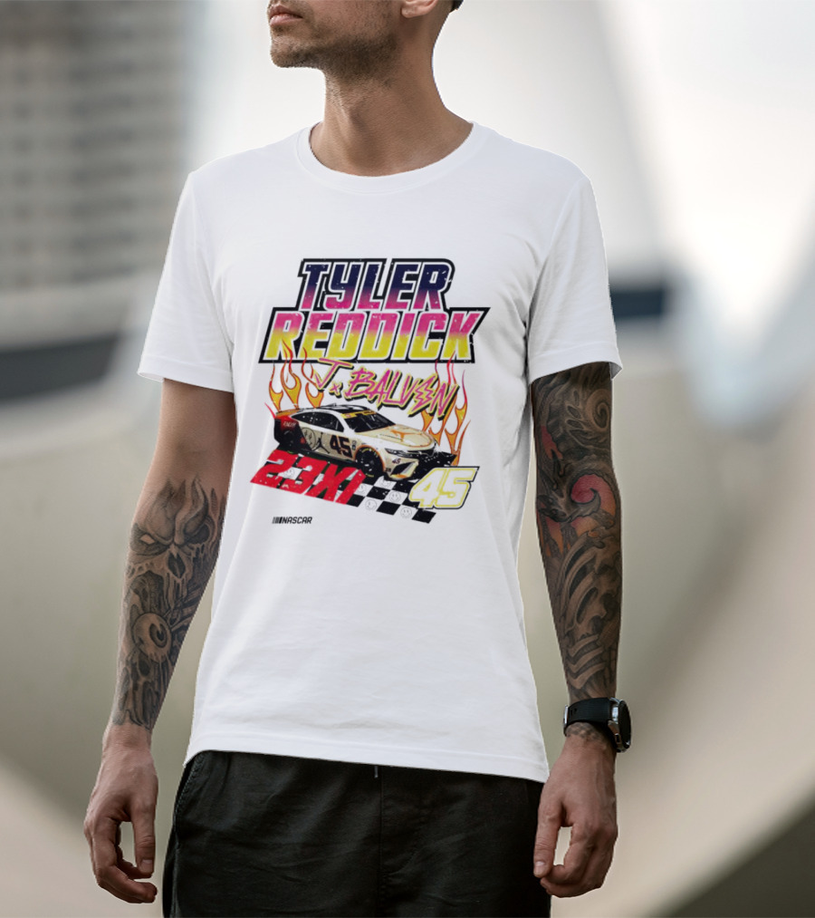 Tyler Reddick J Balvin 23XI Racing NASCAR 45 Flames T-Shirt