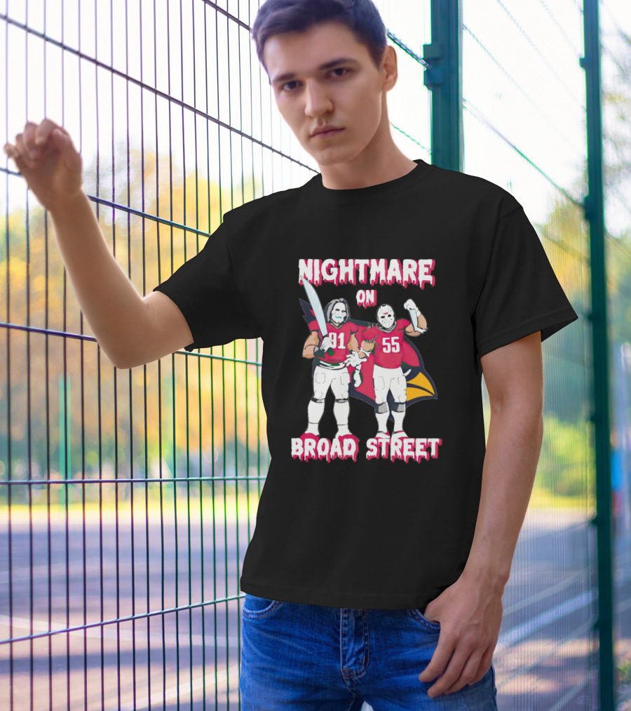 Nightmare On Broad Street Arizona Cardinals Halloween Billy Jason Voorhees T-Shirt