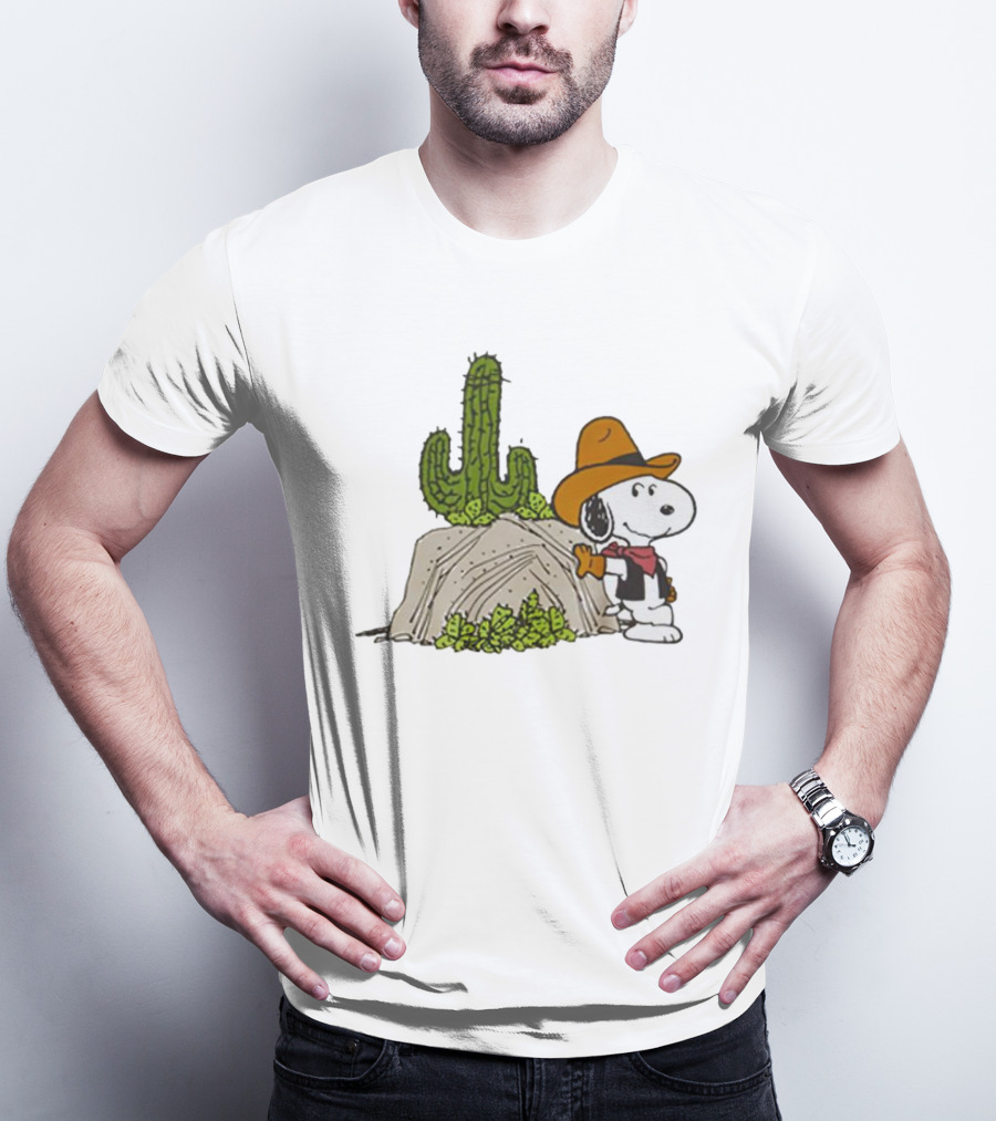 Cowboy Snoopy And Cactus Desert Scene T-Shirt