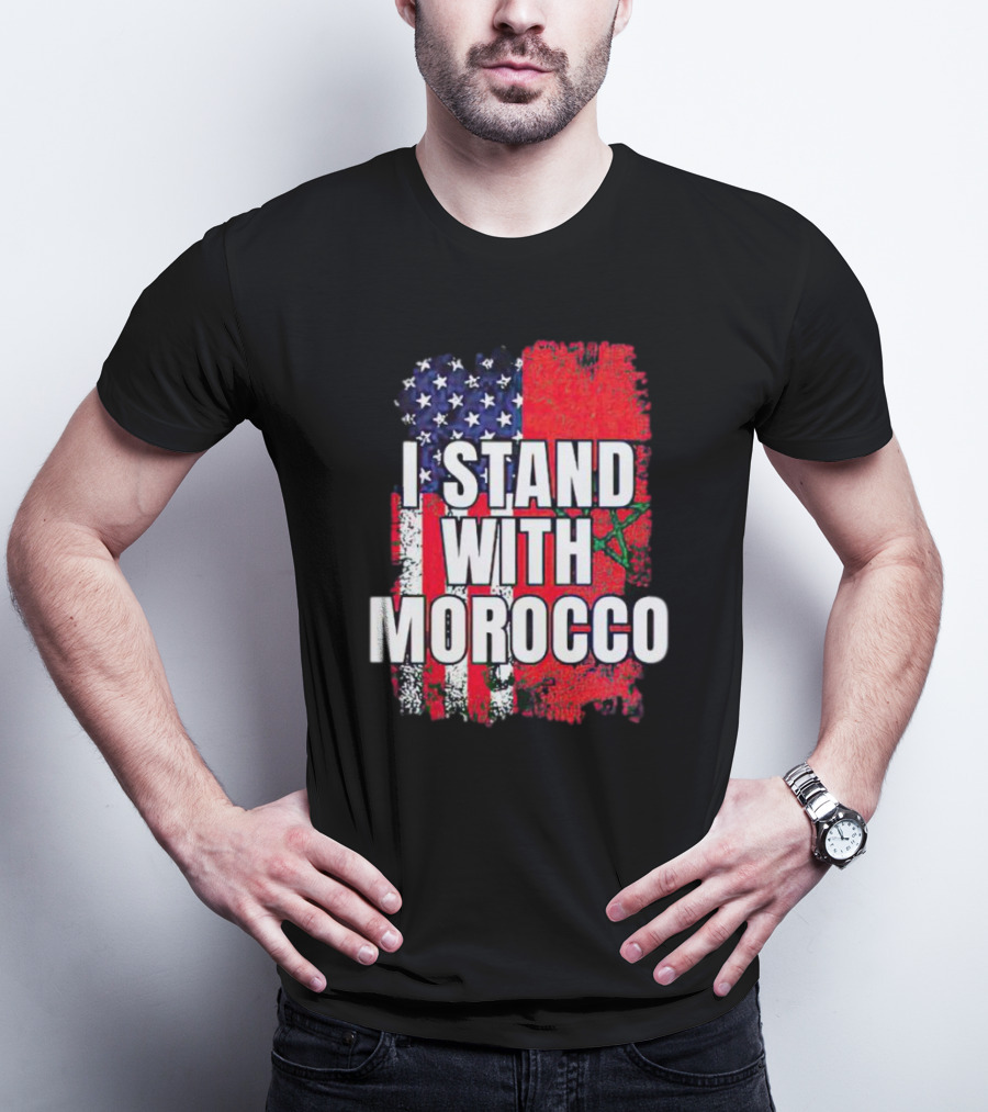 I Stand With Morocco American Flag Moroccan Flag T-Shirt