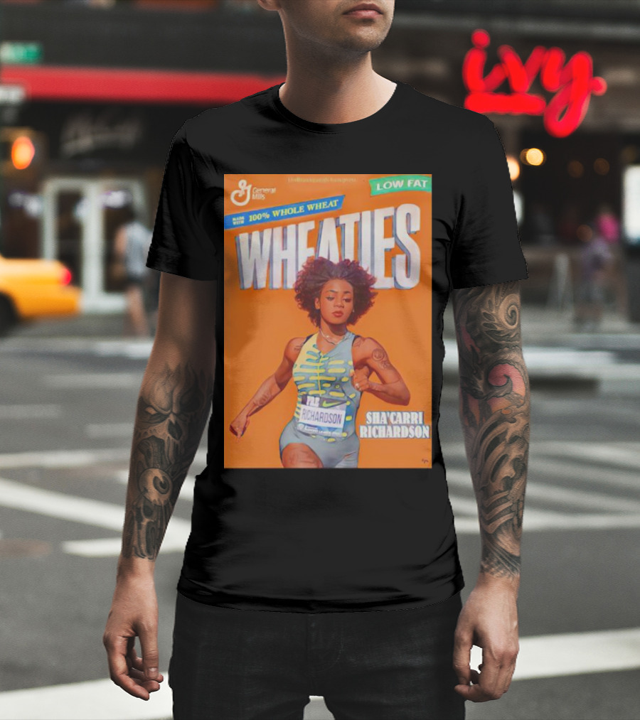 Sha’carri Richardson On Wheaties Box General Mills 100% Whole Wheat Low Fat T-Shirt