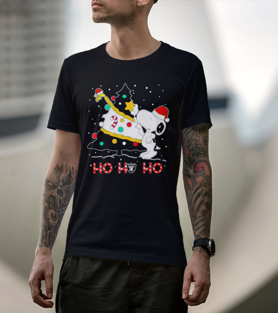 Snoopy Woodstock Las Vegas Raiders Christmas Ho Ho Ho T-Shirt
