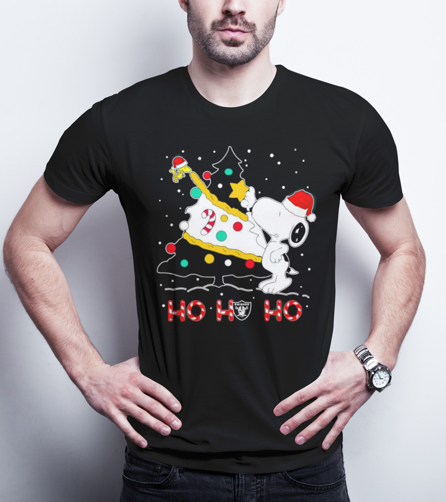 Snoopy Woodstock Las Vegas Raiders Christmas Ho Ho Ho T-Shirt