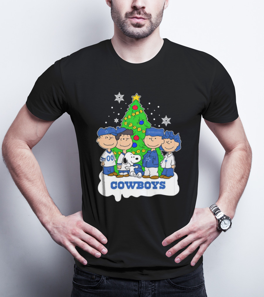 Peanuts Characters Dallas Cowboys Christmas Tree Cowboys T-Shirt