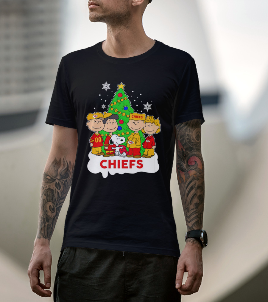 Peanuts Characters Chiefs Christmas Tree T-Shirt
