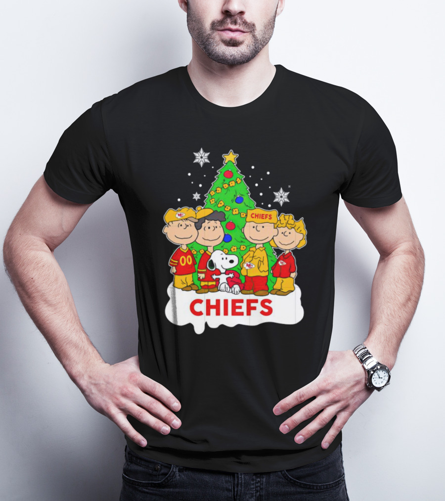 Peanuts Characters Chiefs Christmas Tree T-Shirt