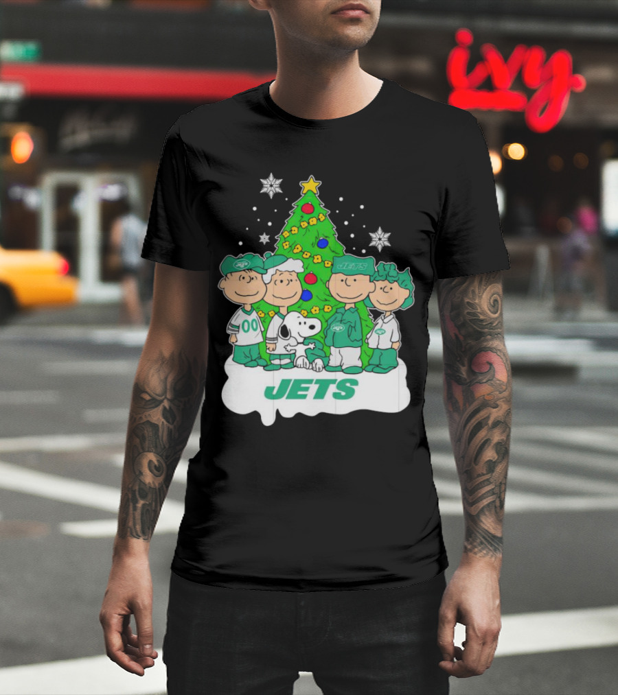 Peanuts Characters Jets Christmas Tree Holiday T-Shirt