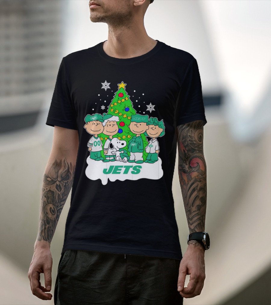 Peanuts Characters Jets Christmas Tree Holiday T-Shirt