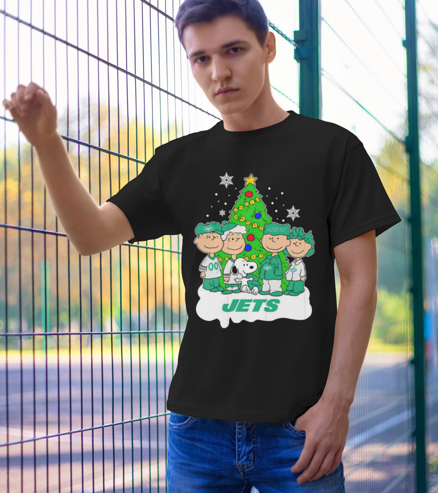 Peanuts Characters Jets Christmas Tree Holiday T-Shirt