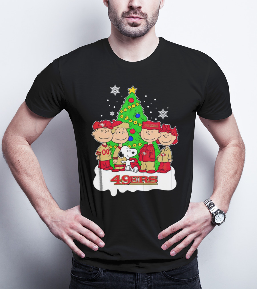 Peanuts Characters Christmas San Francisco 49ers Tree Snoopy Charlie Brown T-Shirt