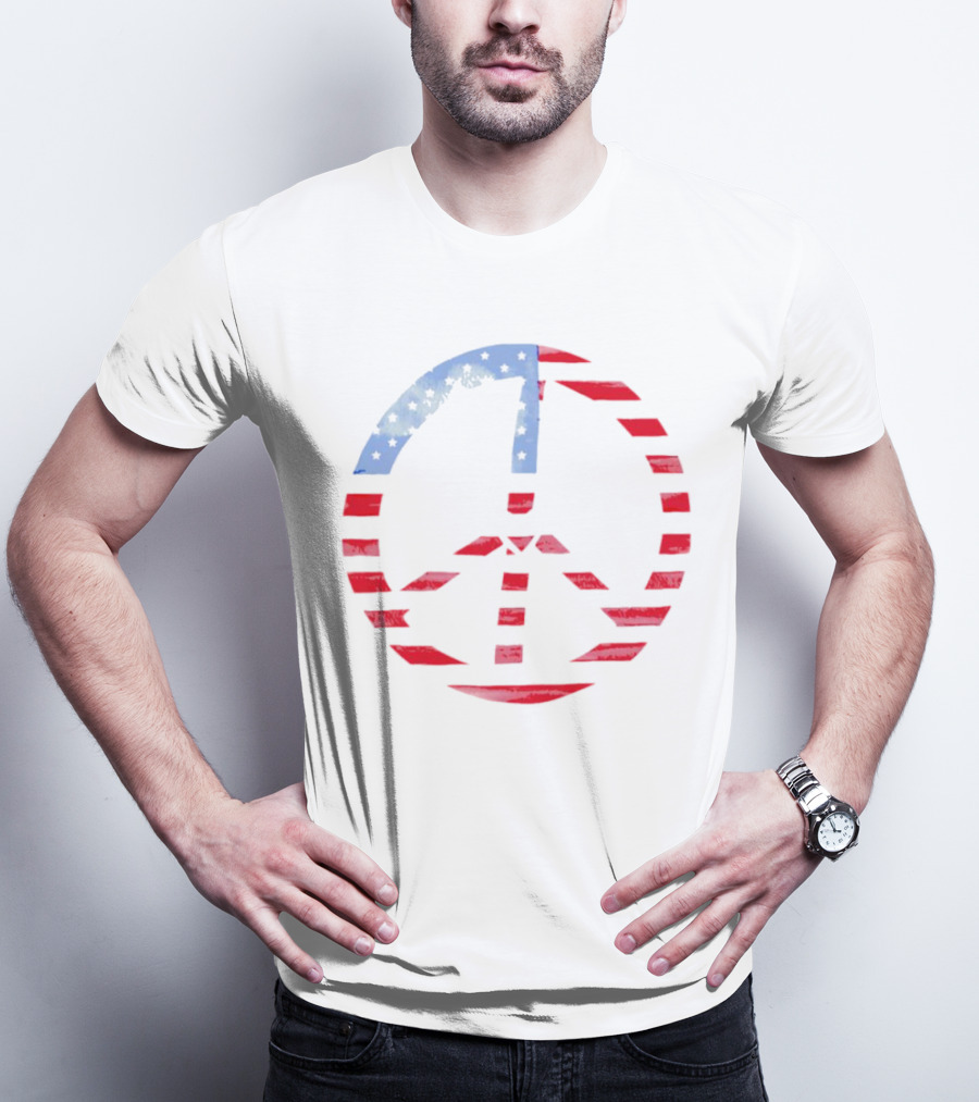 USA Flag Peace Symbol T-Shirt