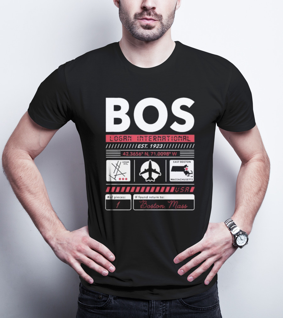 BOS Logan International Airport Est. 1923 Boston Massachusetts USA T-Shirt