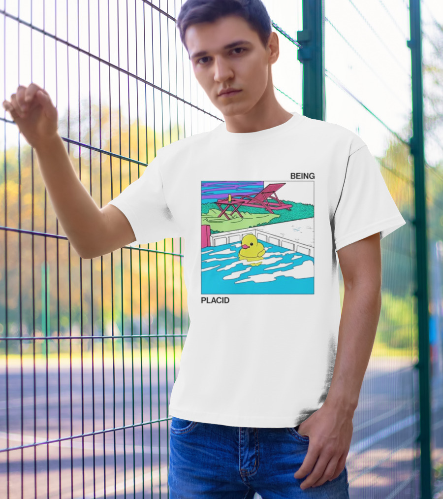 Being Placid Duck Pool Lounger Scene T-Shirt