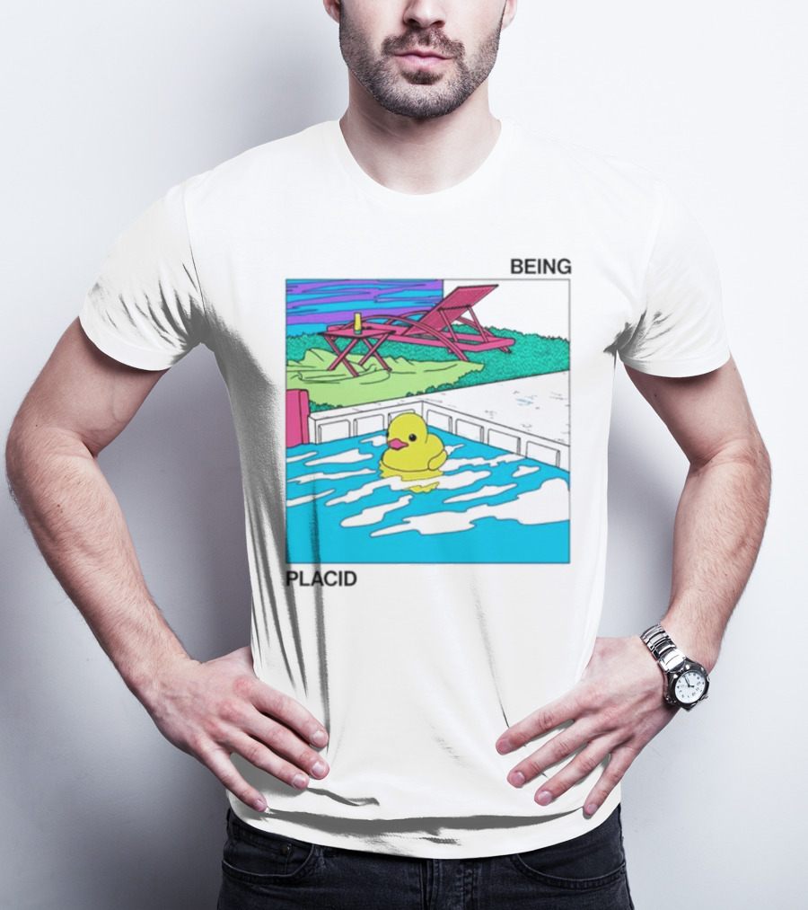 Being Placid Duck Pool Lounger Scene T-Shirt