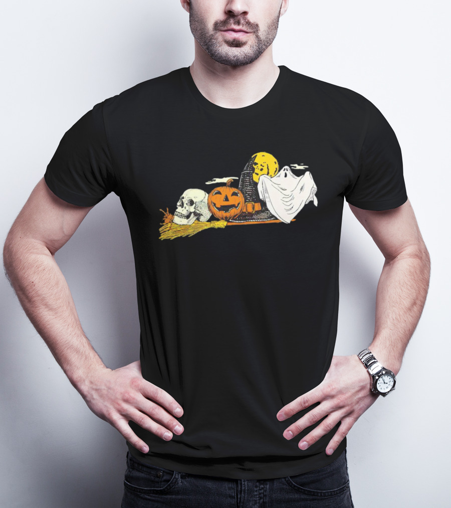 Vintage Kentucky Halloween Ghost Pumpkin Skull Moon T-Shirt