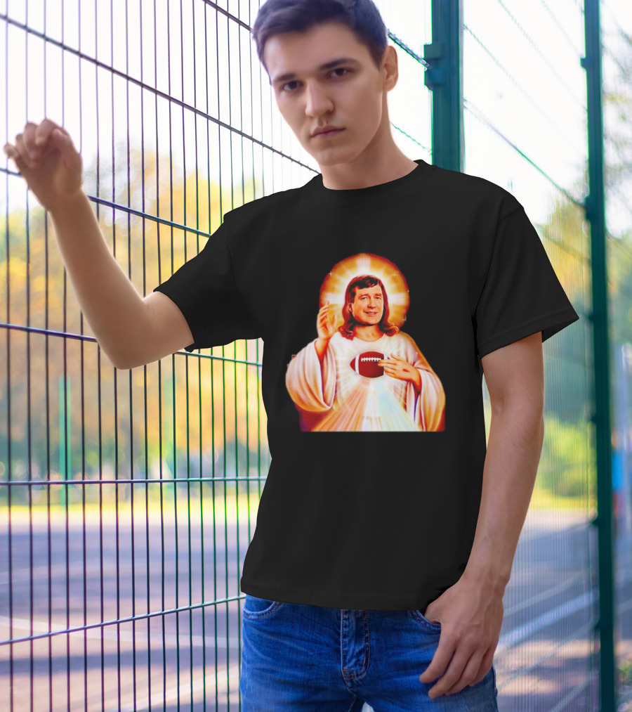 Church Of Smart Jesus With Football Halo T-Shirt