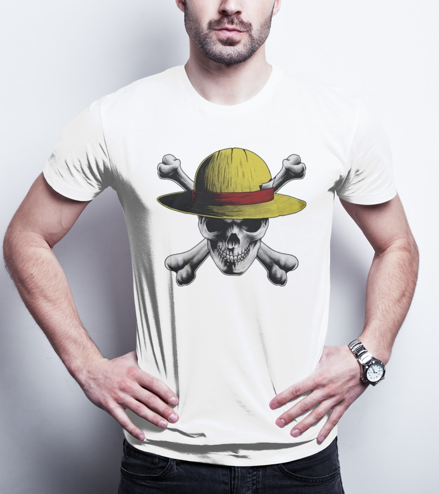 Straw Hat Jolly Roger Pirate Skull And Crossbones T-Shirt