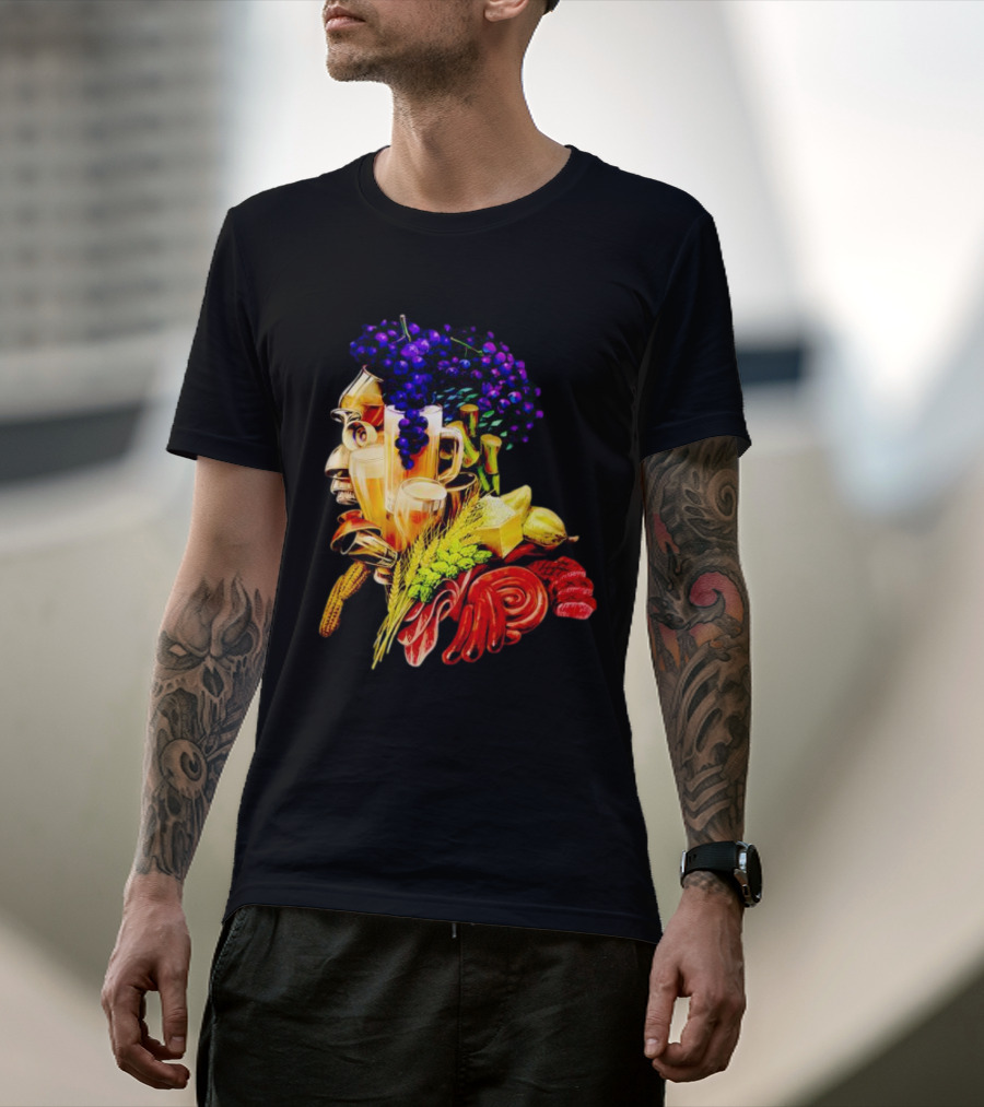 Toru Yano Damashie Baroque Food Face With Grapes And Wheat T-Shirt