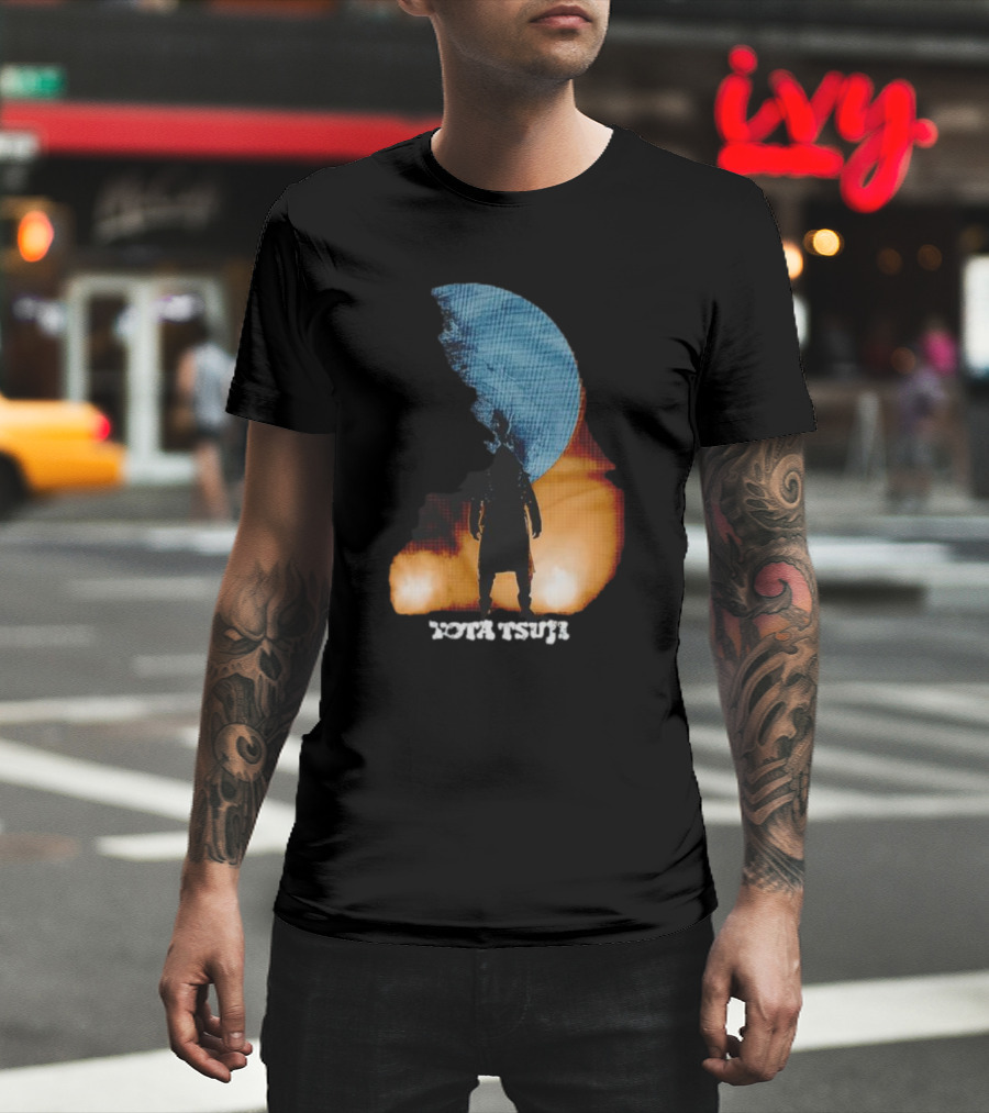 Yota Tsuji Moonrise Silhouette Against Orange And Blue Sky T-Shirt