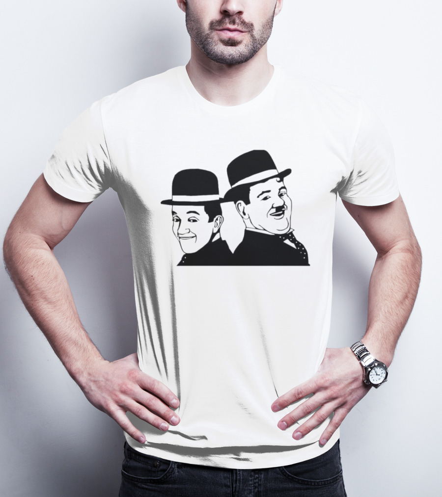 Laurel And Hardy Classic Film Comedy Duo Drawing T-Shirt