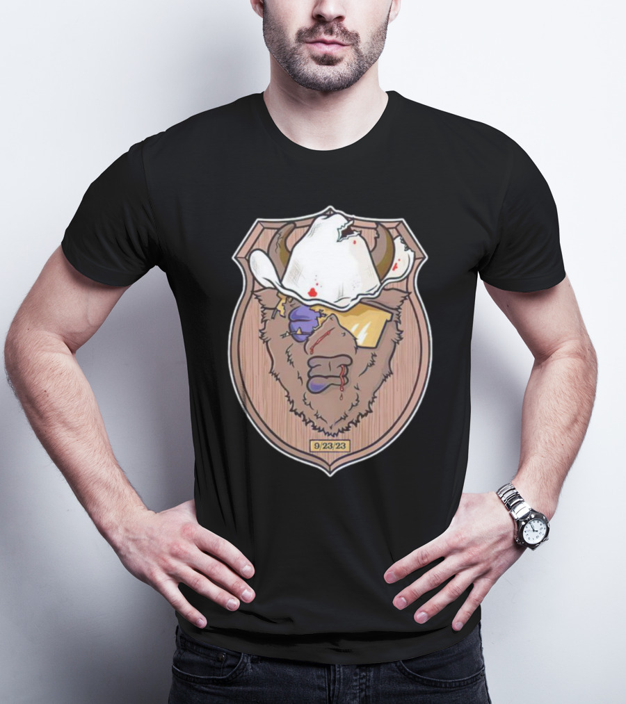 9/23/23 Cowboy Bison Face Shield T-Shirt