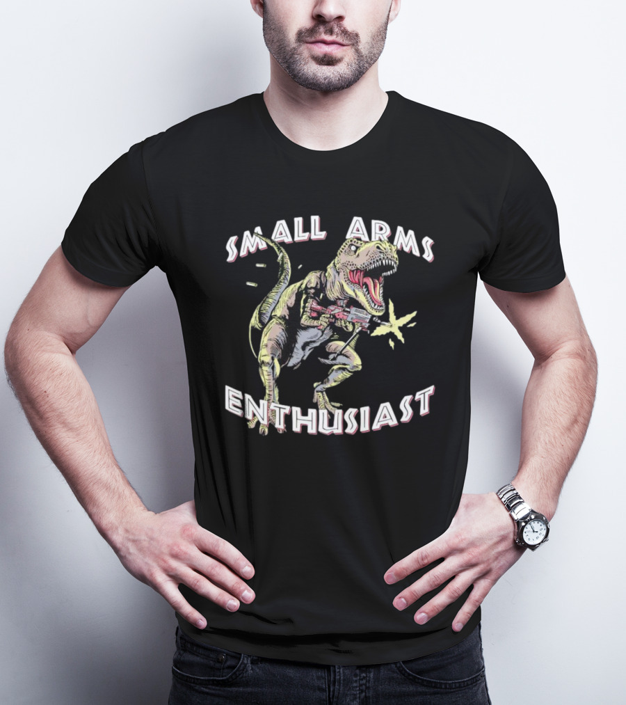 Small Arms Enthusiast Dinosaur T-Rex With Toy Gun T-Shirt