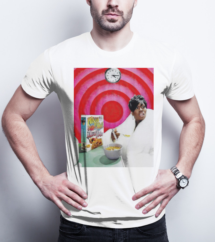 Missy Elliott Flav•O•Fleks Cereal With Red Spiral Clock Background T-Shirt