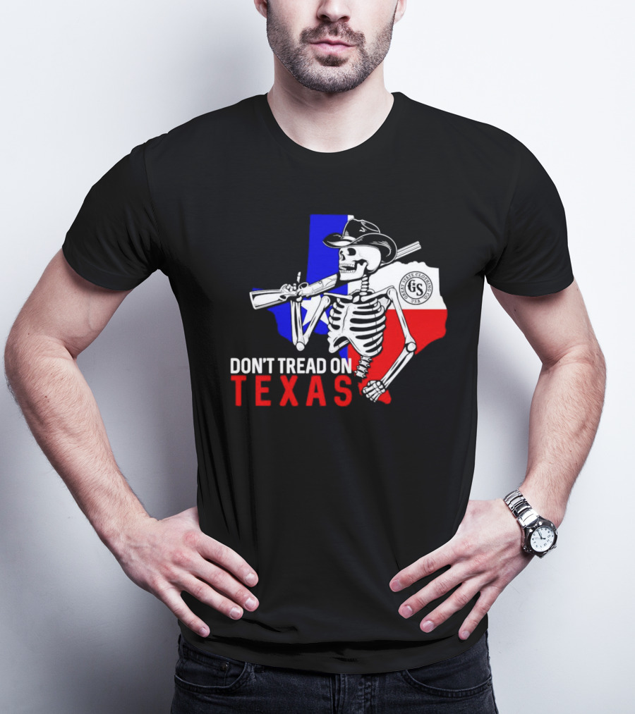 Don't Tread On Texas Skeleton Cowboy State Guard Seal T-Shirt