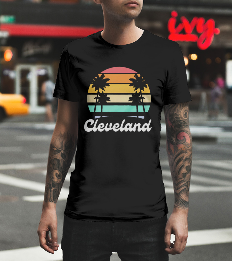 Cleveland Vintage Sunset With Palm Trees T-Shirt
