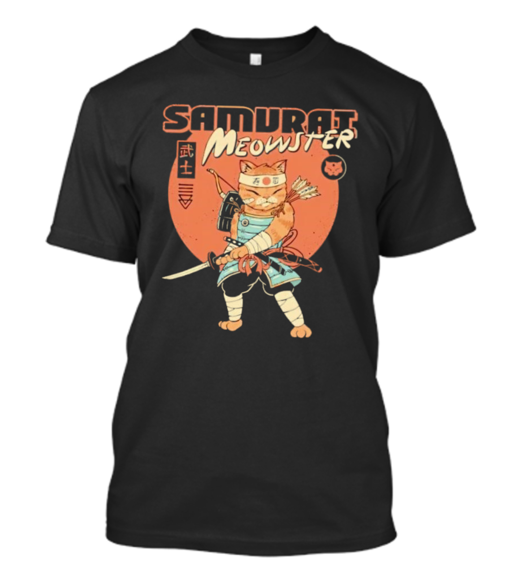 Samurai Meowster Cat With Katana And Armor T-Shirt