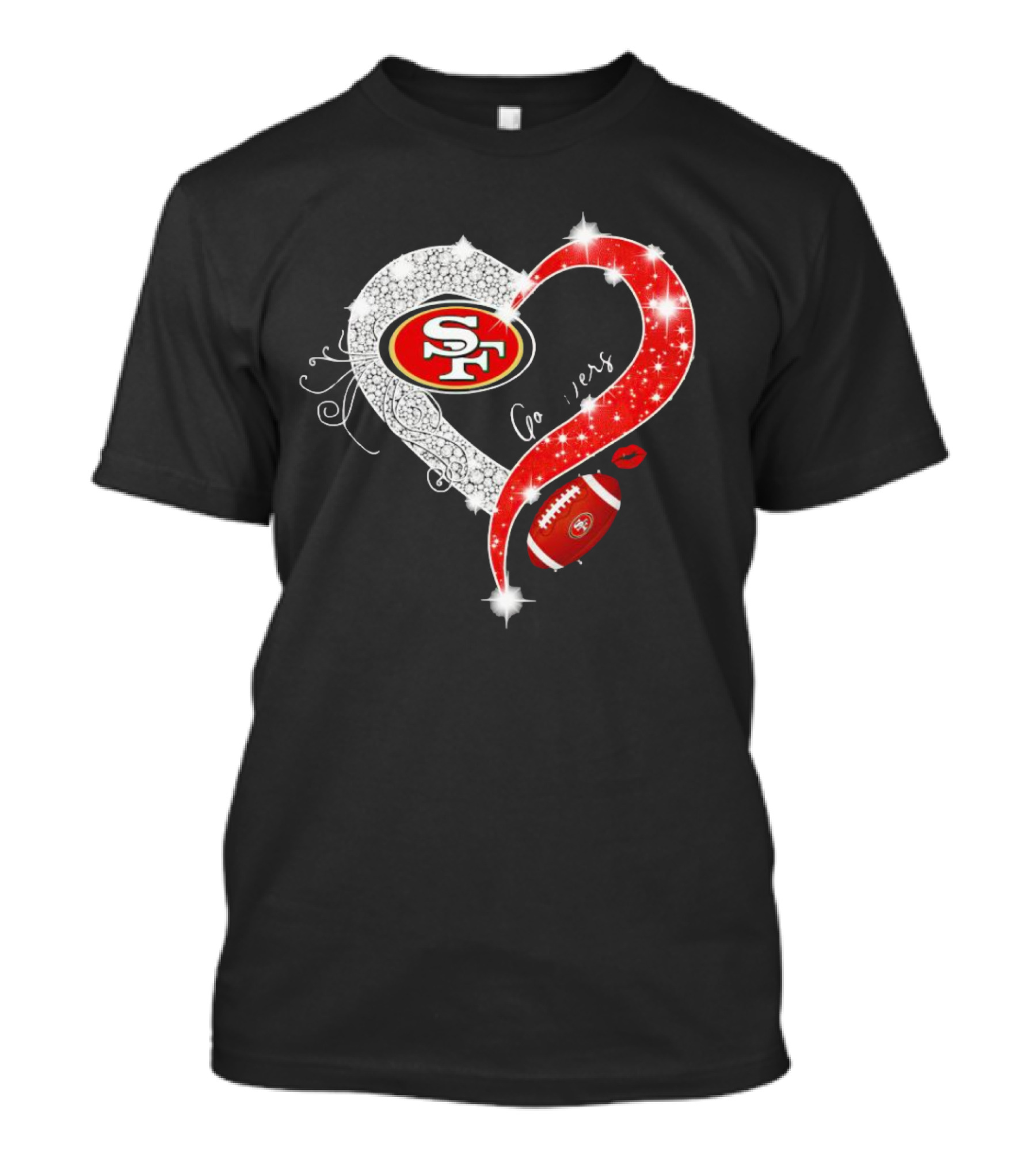 San Francisco 49ers Heart Diamond Blink Football 49ers T-Shirt