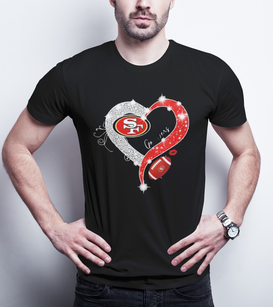 San Francisco 49ers Heart Diamond Blink Football 49ers T-Shirt