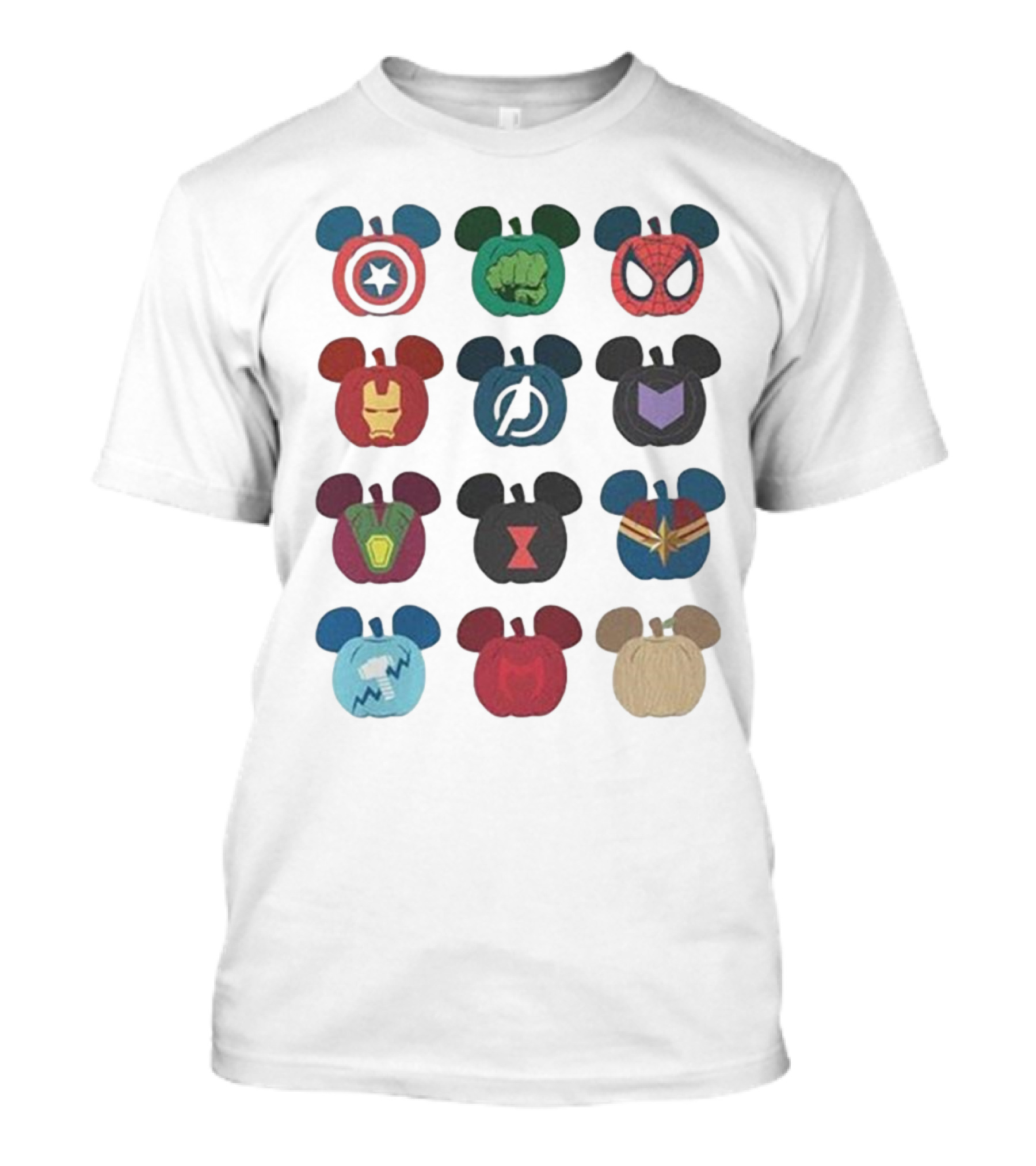 Avengers Superhero Mickey Mouse Pumpkin Icons T-Shirt