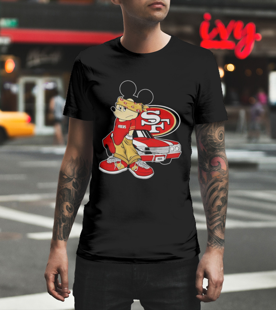 Mickey Mouse 49ers SF Car Pose T-Shirt