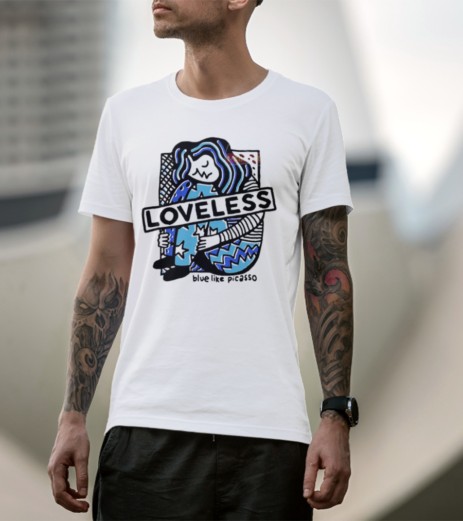 Loveless Blue Like Picasso Stars And Zigzags T-Shirt