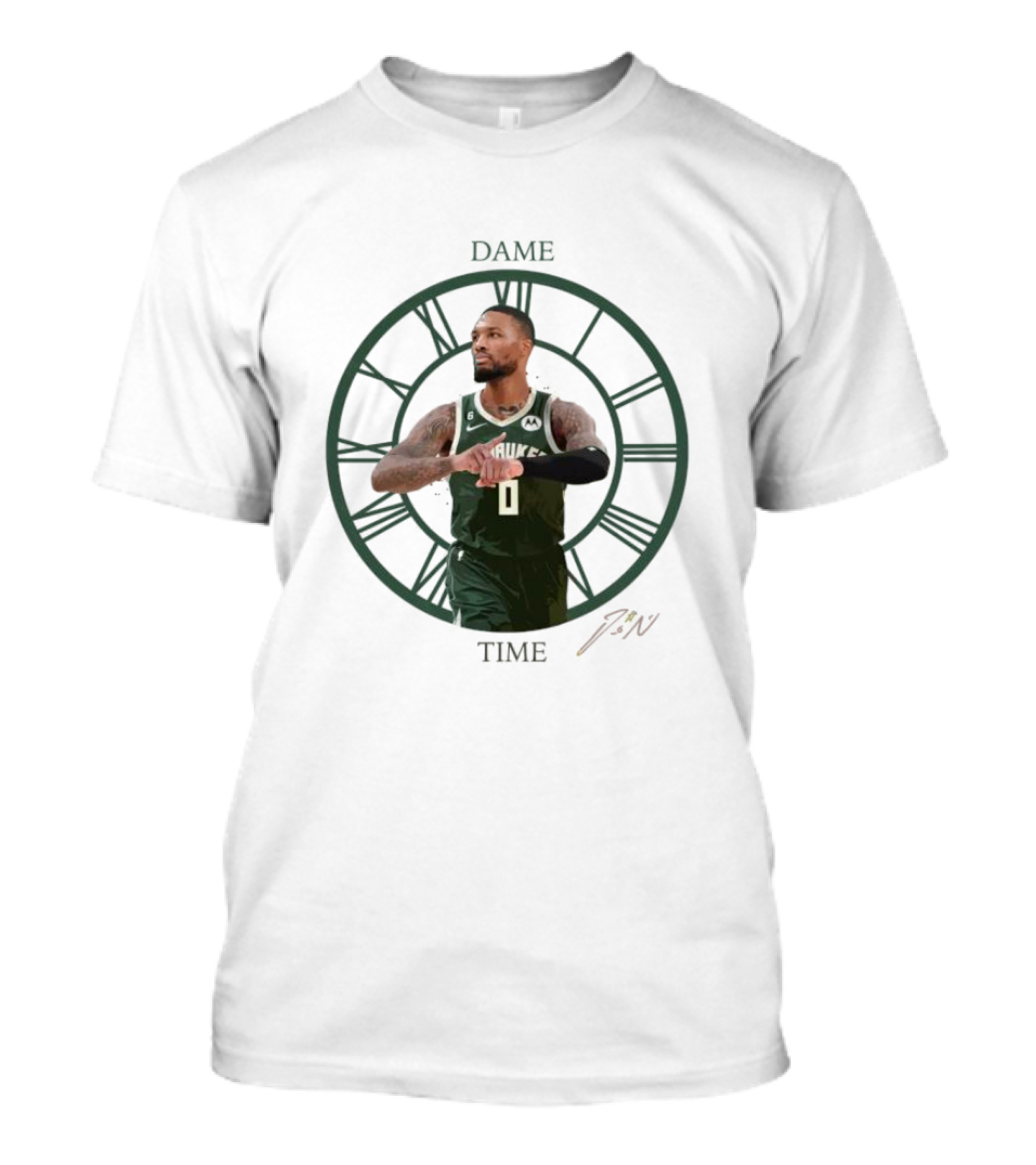 Dame Time Damian Lillard Signature Milwaukee Bucks T-Shirt