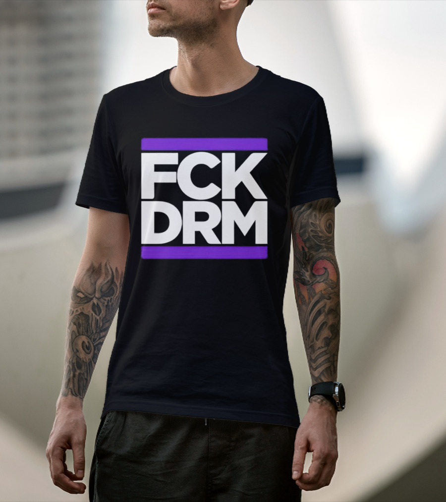 FCK DRM White Text On Purple T-Shirt