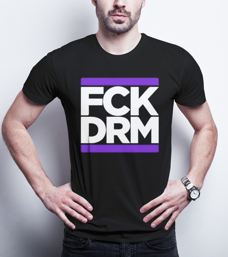 FCK DRM White Text On Purple T-Shirt