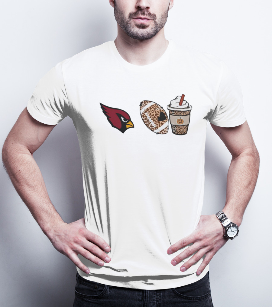 Arizona Cardinals Leopard Print Football Pumpkin Latte T-Shirt