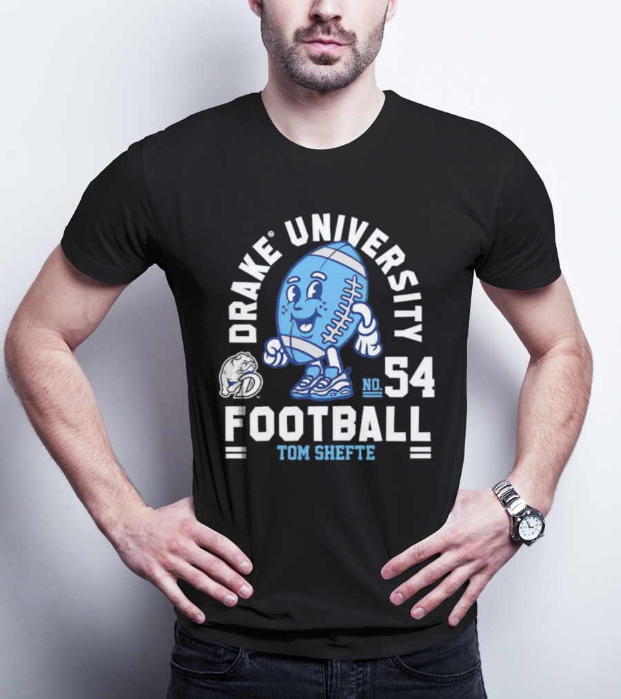 Drake University Football No 54 Tom Shefte T-Shirt