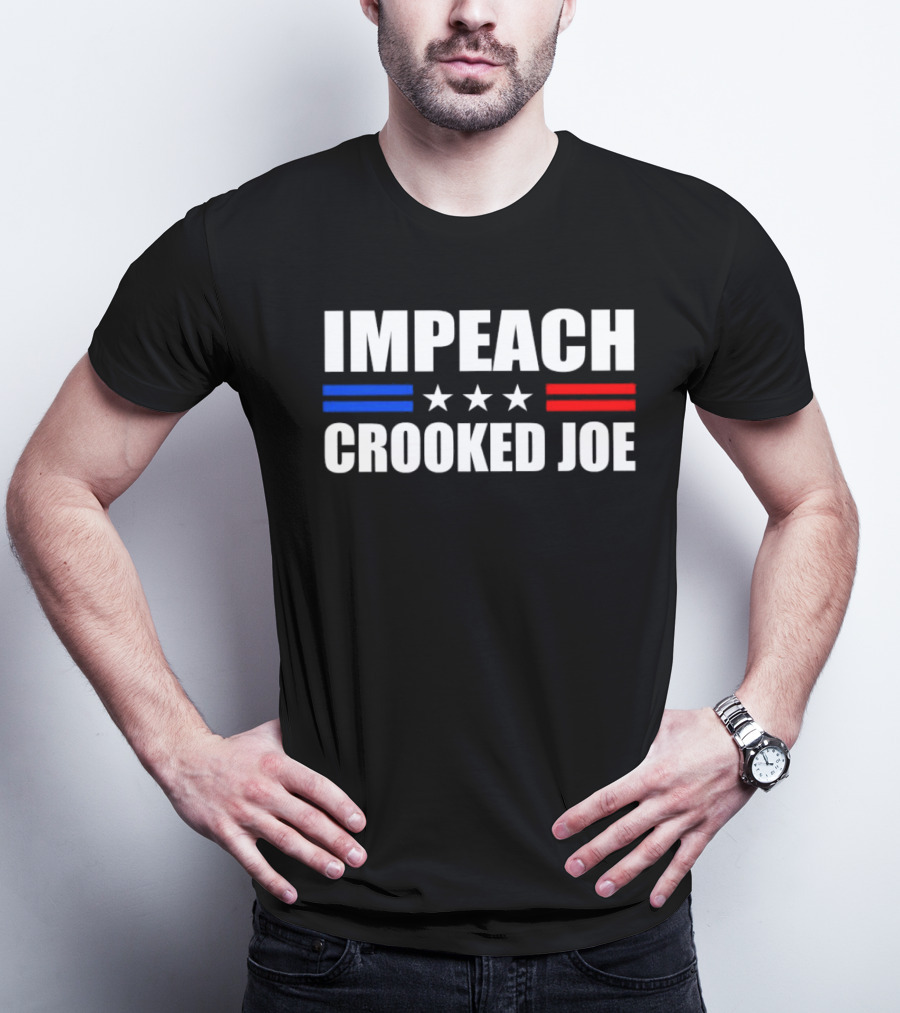 IMPEACH CROOKED JOE Stars Red And Blue Bars Political T-Shirt