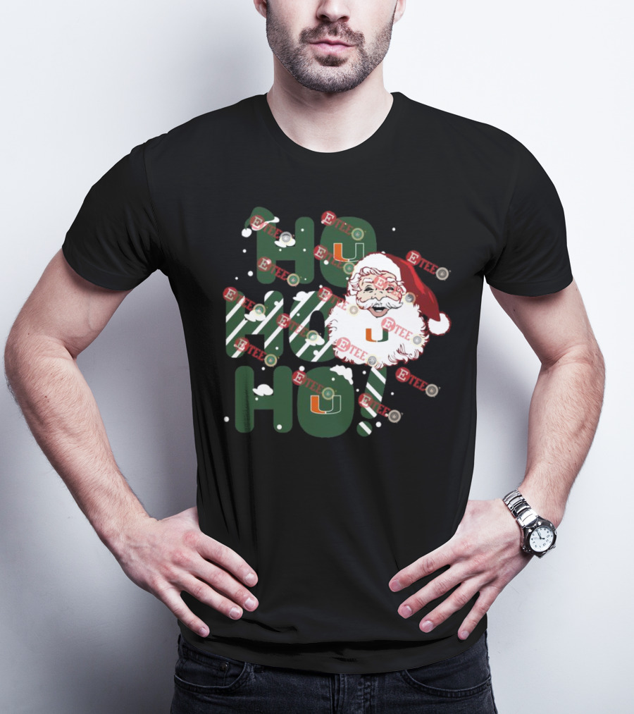 Ho Ho Ho Miami Hurricanes Santa Claus Christmas T-Shirt