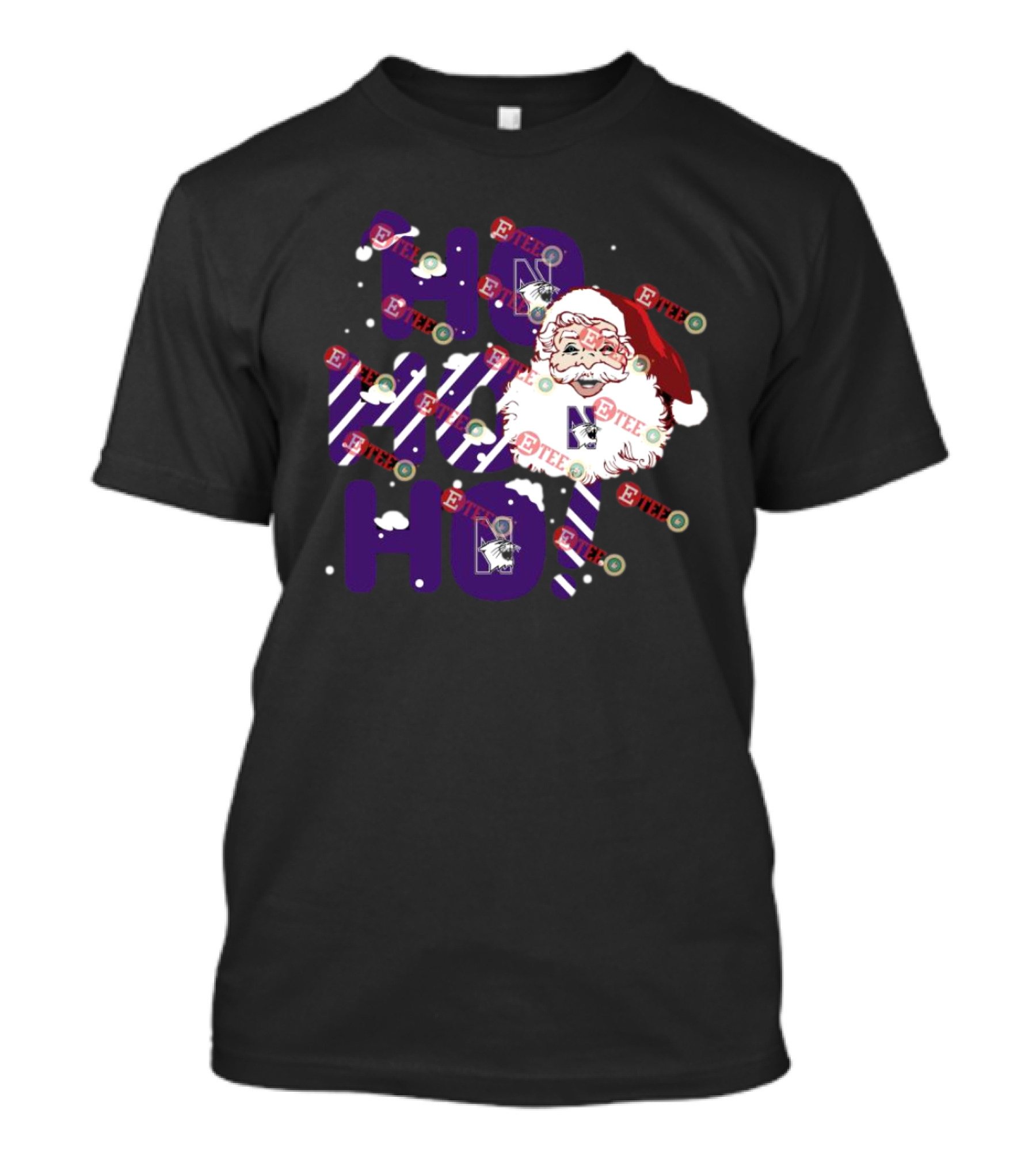 Northwestern Wildcats Santa Claus Ho Ho Ho Christmas Snowflakes T-Shirt
