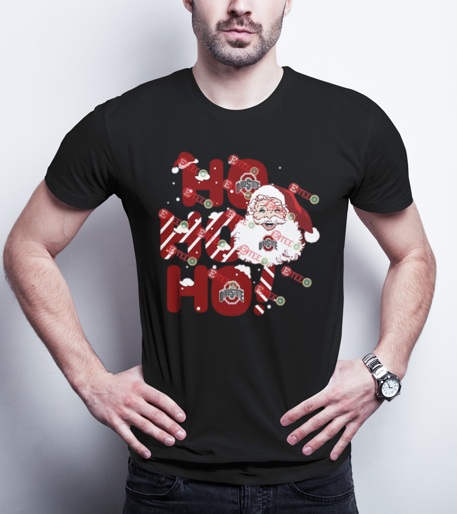 Ohio State Buckeyes Santa Claus Ho Ho Ho Christmas Holiday Spirit T-Shirt