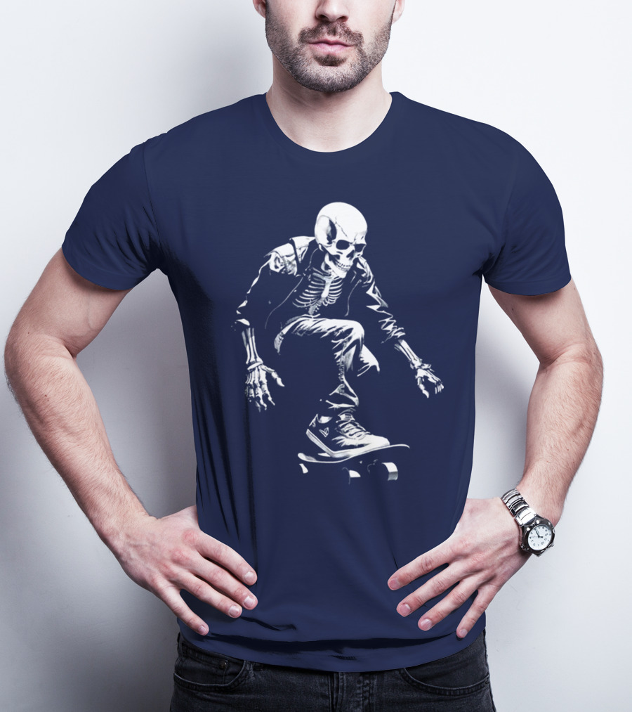 Skeleton Skateboarder Cool Iconic Street Style Skater Pose T-Shirt