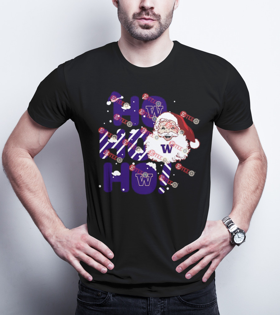 Washington Huskies Ho Ho Ho Santa Claus Christmas T-Shirt