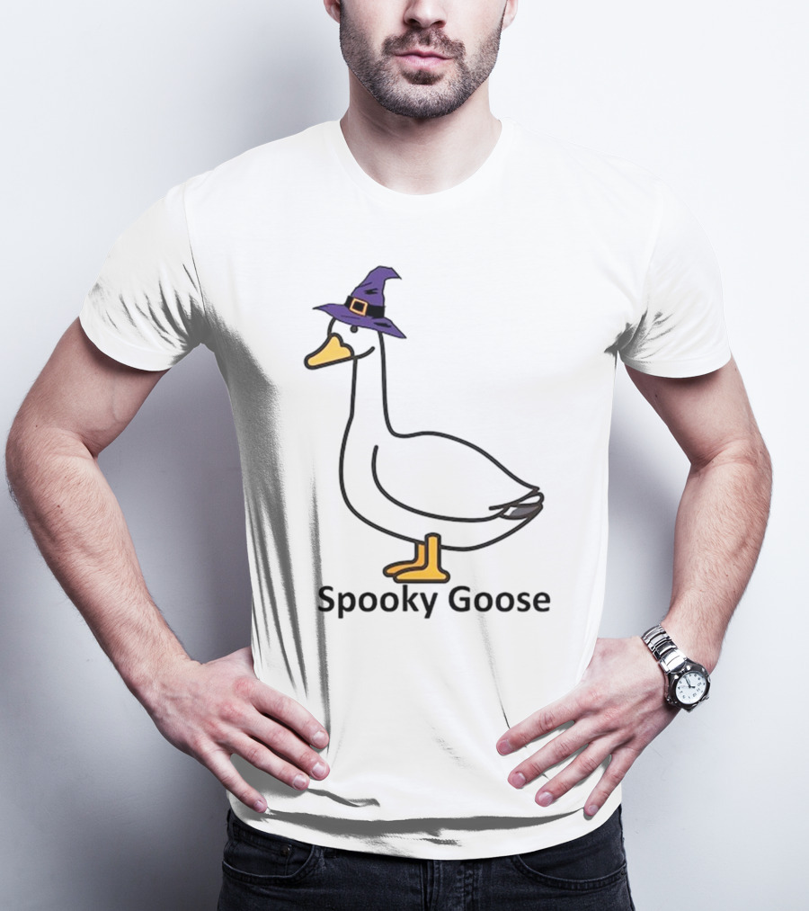 Spooky Goose Witch Hat Funny Goose Halloween T-Shirt