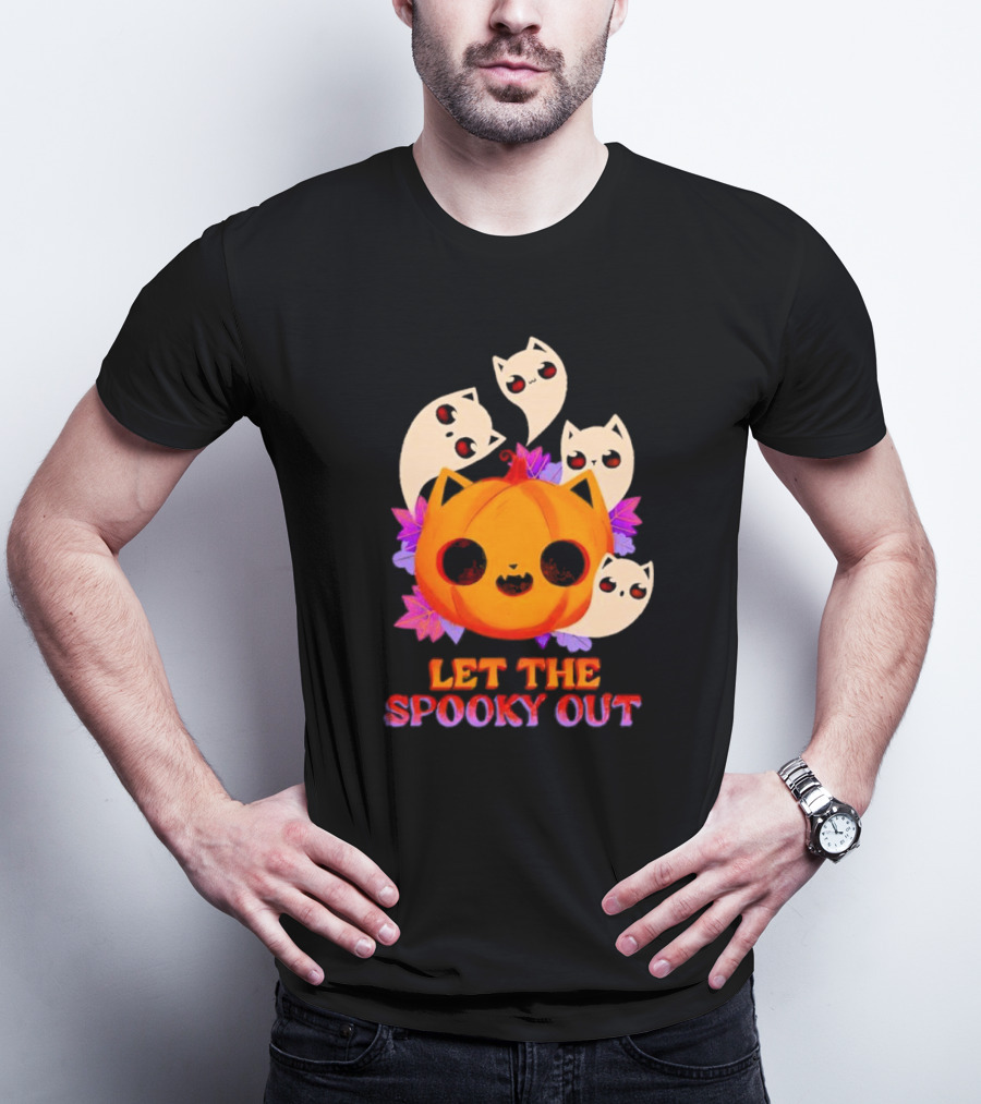 Let The Spooky Out Cute Pumpkin Halloween Ghosts T-Shirt